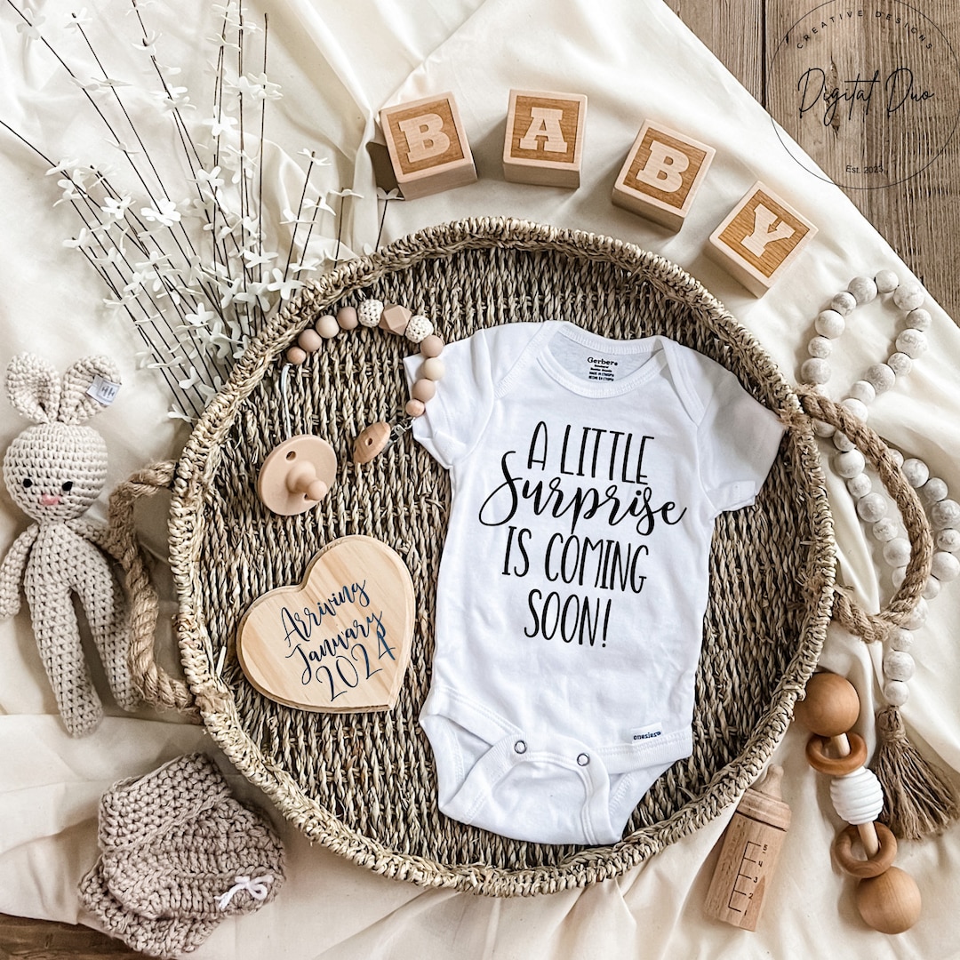 Surprise Baby Announcement, Gender Neutral Baby Announcement, Digital ...