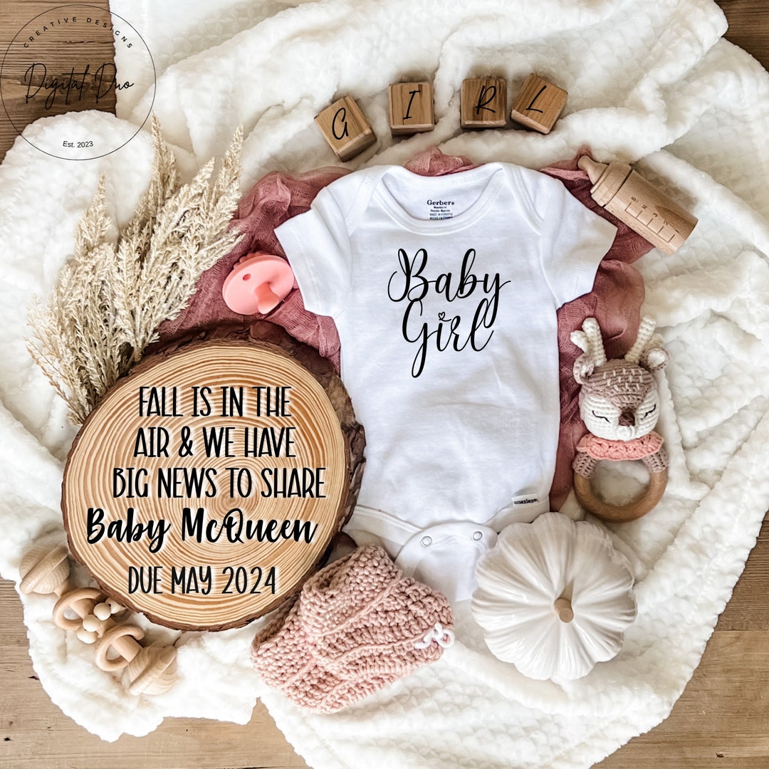 Baby Girl Pregnancy Announcement Digital Editable Pregnancy ...