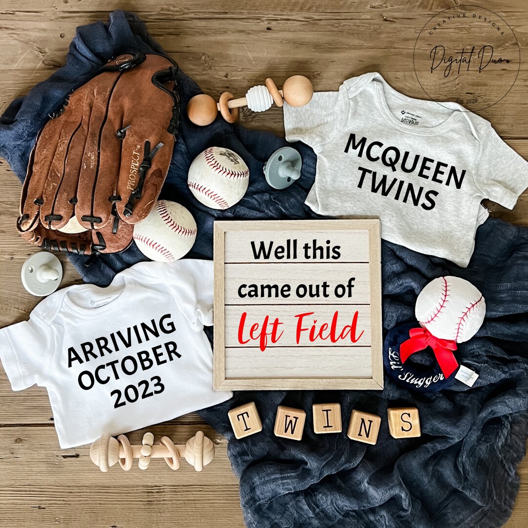Twin Baseball Pregnancy Announcement: Social Media Reveal (digital) - Etsy