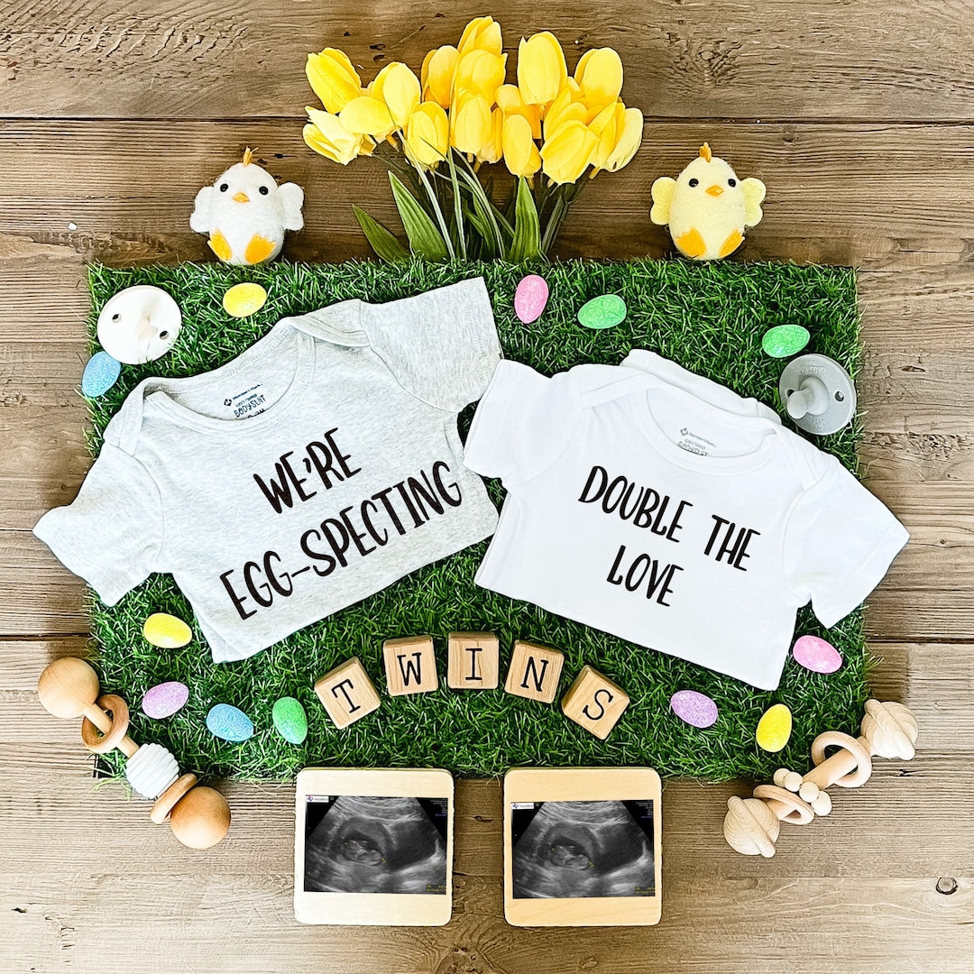 Easter Twin Baby Announcement, Digital Twin Pregnancy Announcement,twin ...