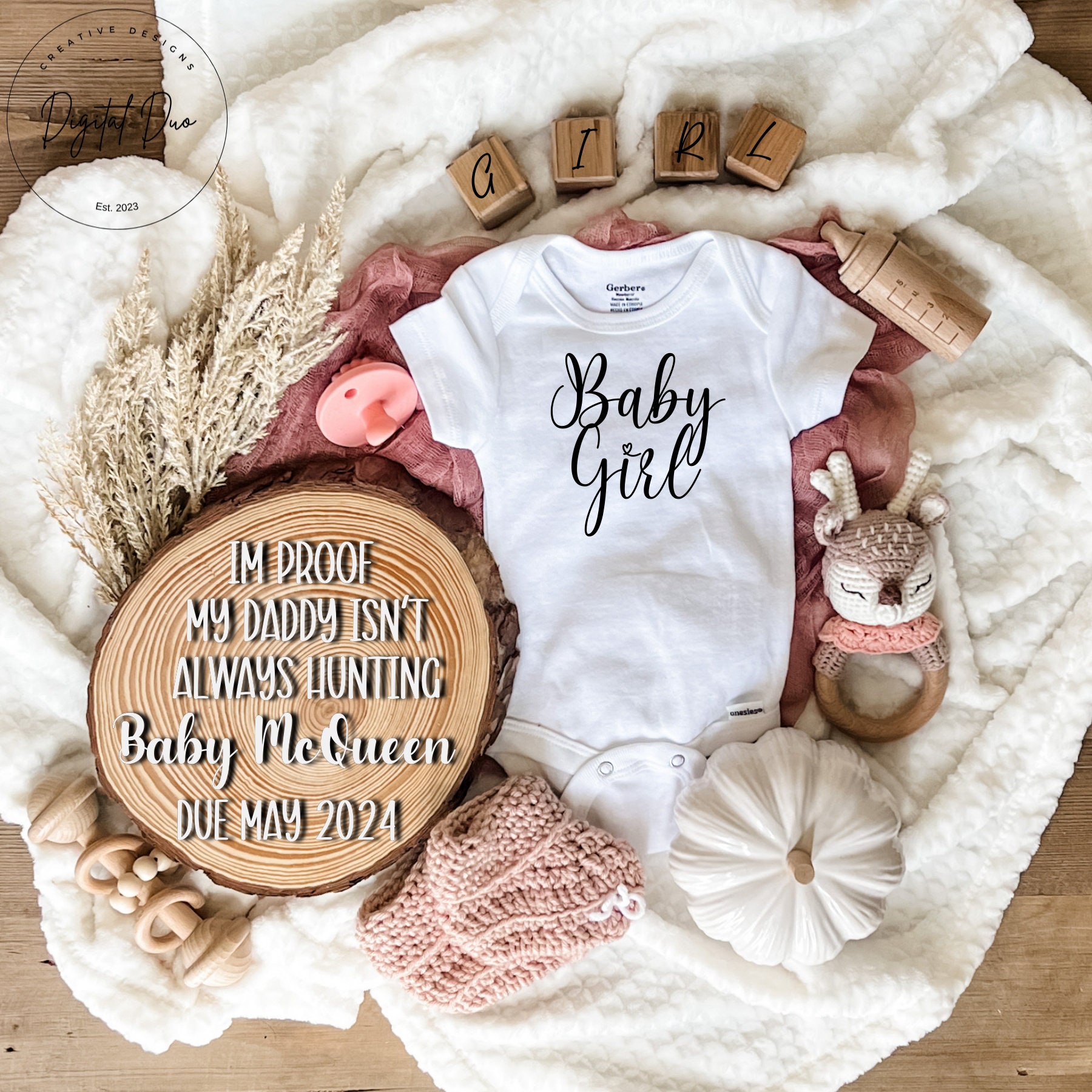 Baby Girl Pregnancy Announcement Digital Editable Pregnancy ...