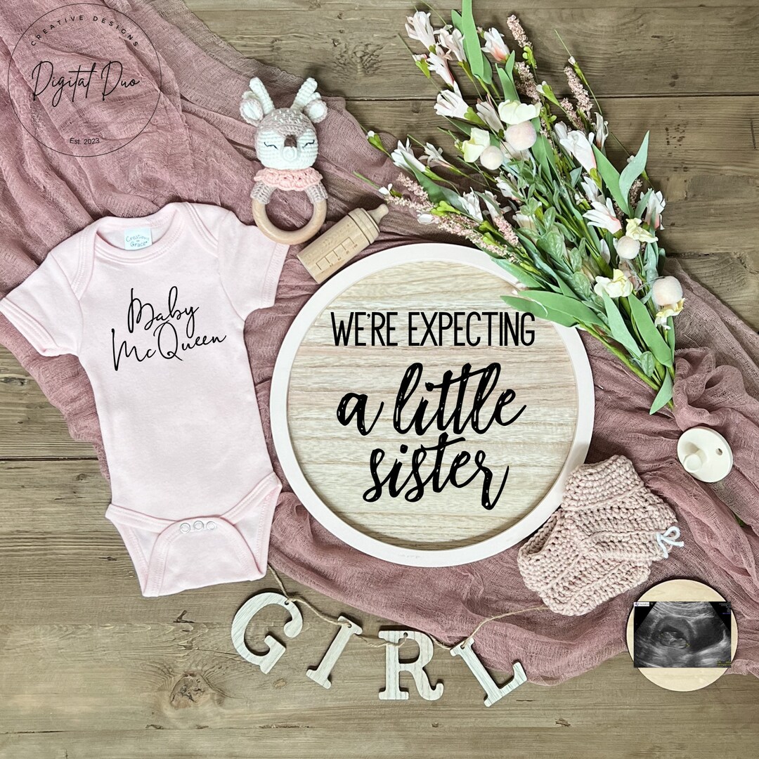 Girl Pregnancy Announcement, Digital Editable Pregnancy Announcement ...