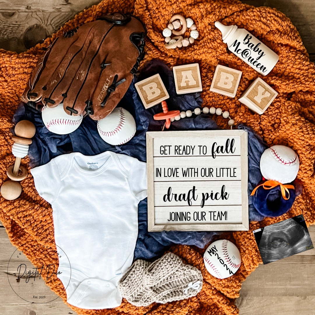 Baseball Pregnancy Announcement: Social Media Baby Reveal (digital ...