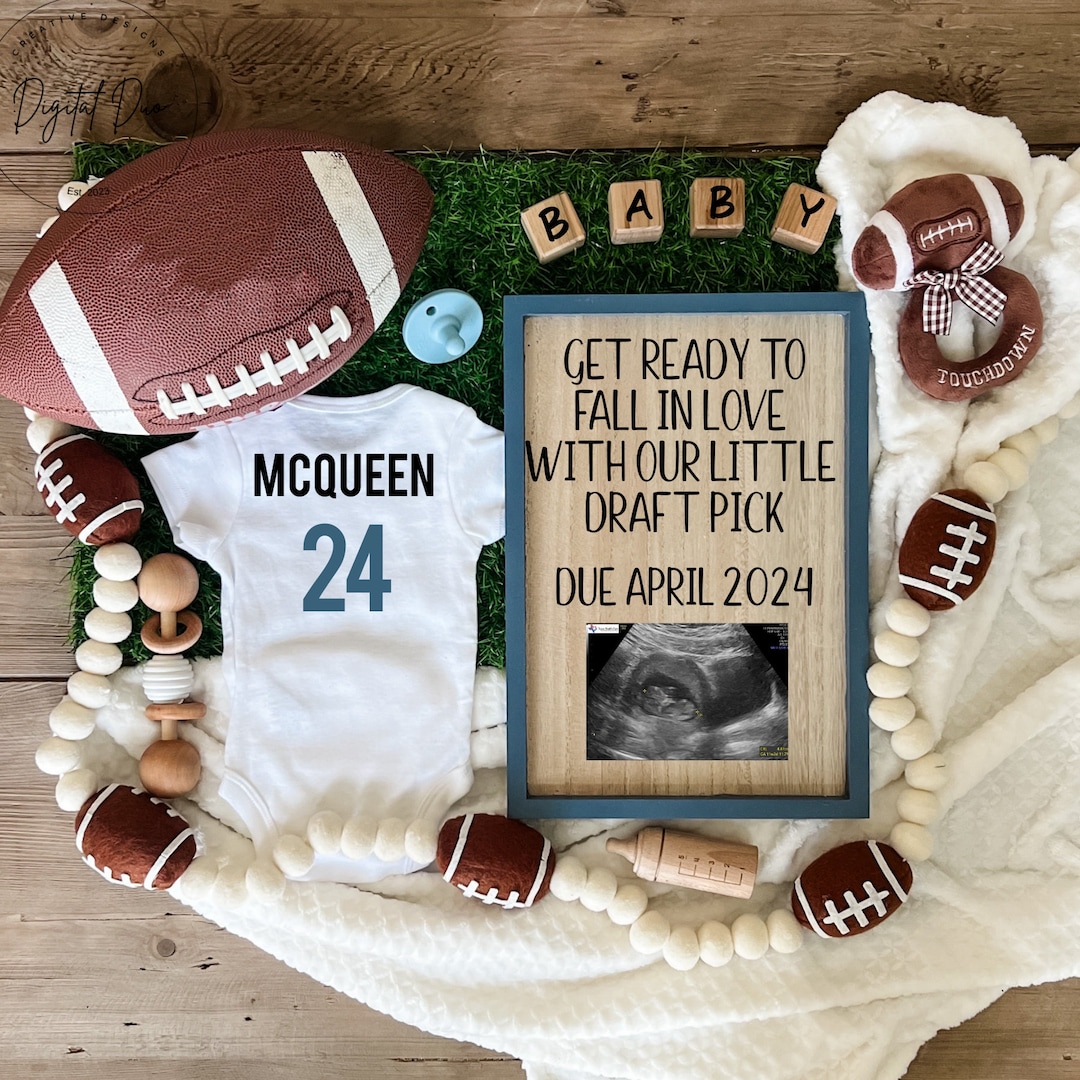 Fall in Love With Our Draft Pick Football Baby Announcement, Football ...