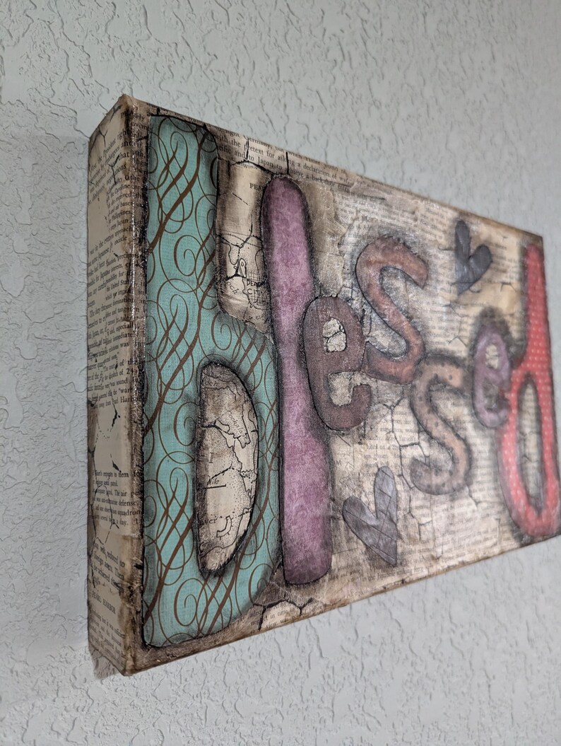 Blessed - Mixed Media/multi Colored Collage Handmade W/paper Letters ...