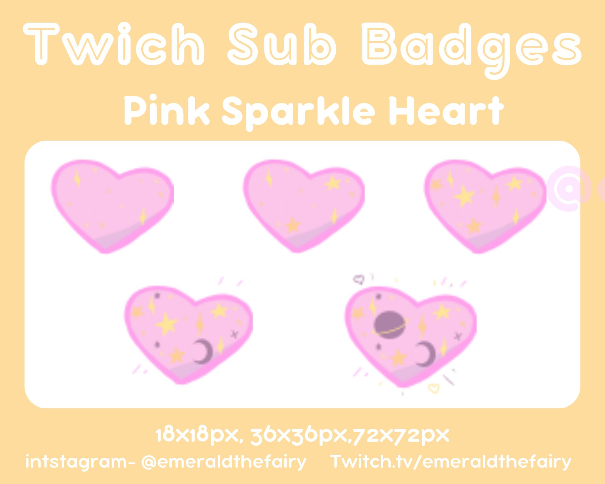 Cute Pink Heart Sub Badges - Etsy