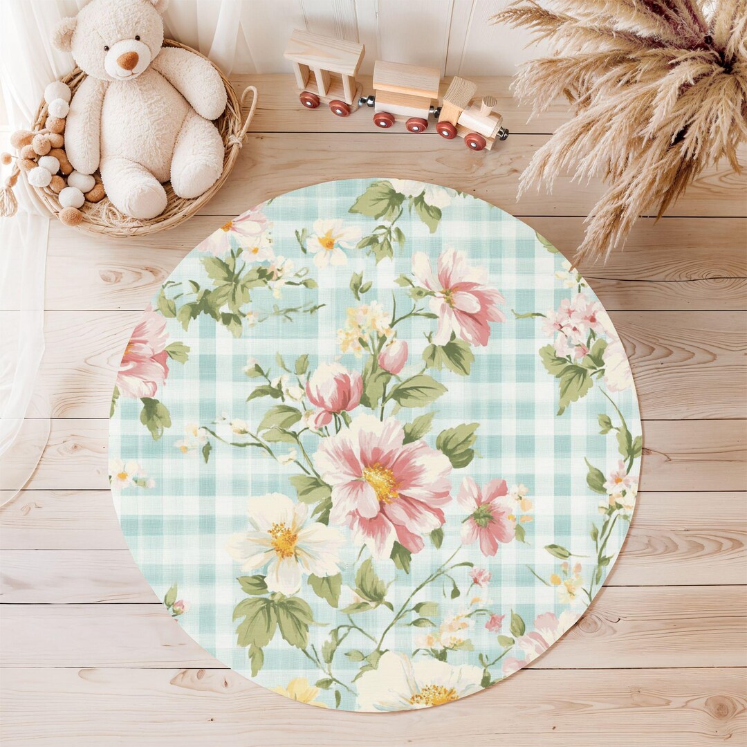 Chenille Nursery Rug, Round Rug for Baby's Room, Soft Round Rug, Circle ...