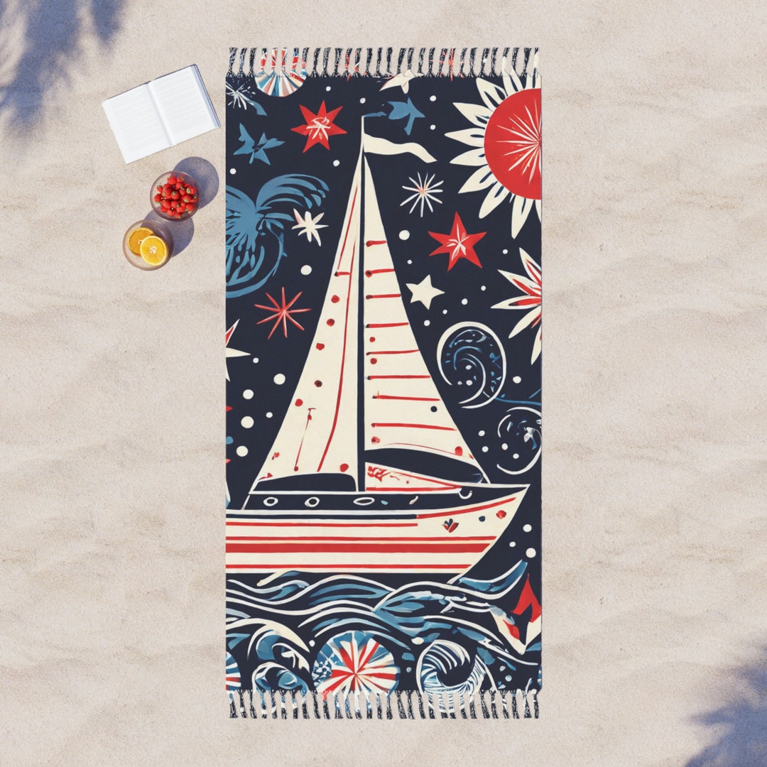 Boho Beach Cloth Star Spangled Seas Boho Beach Cloth With Tassels by ...