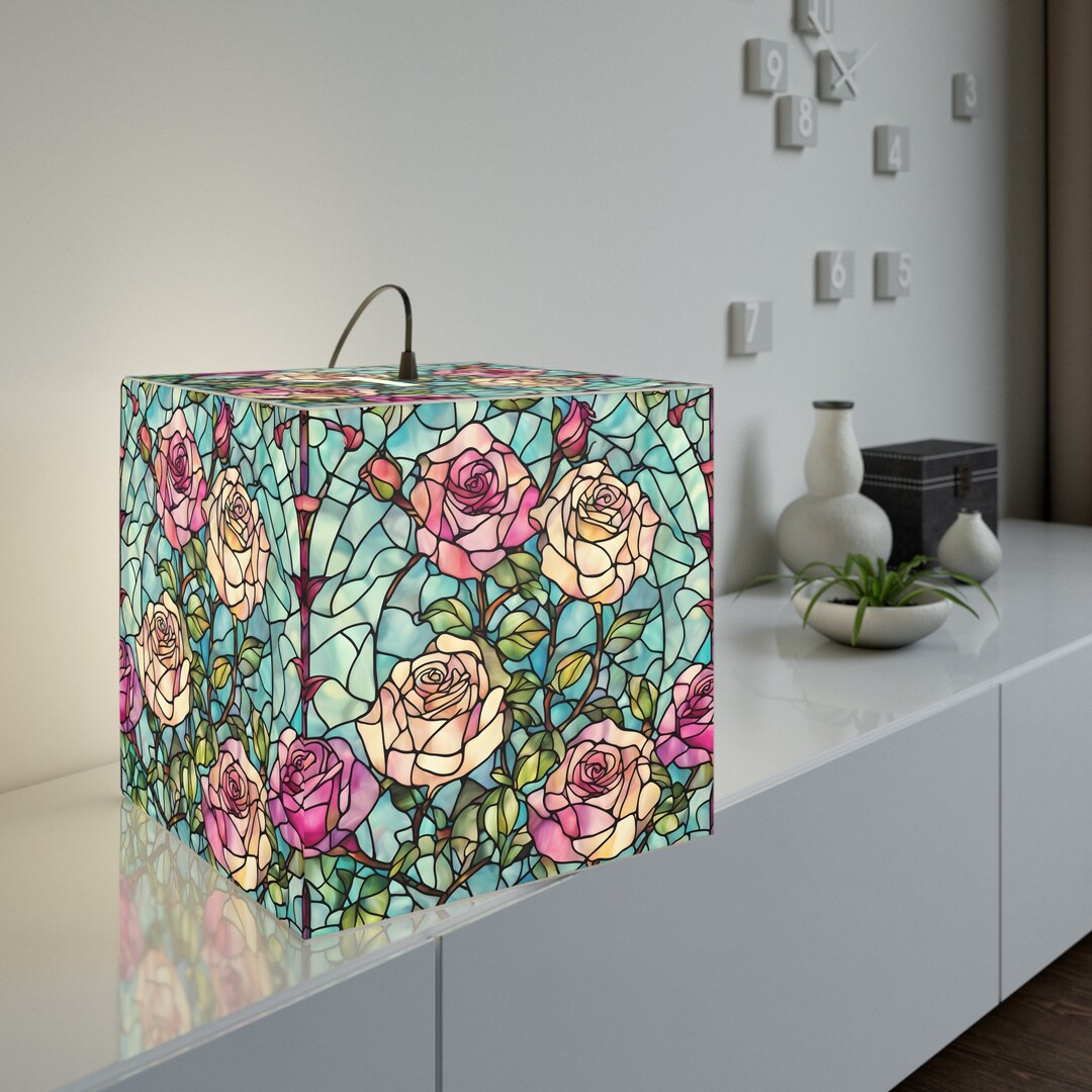 June Birthday Themed Faux Stained Glass Light Cube Lamp in 2 - Etsy