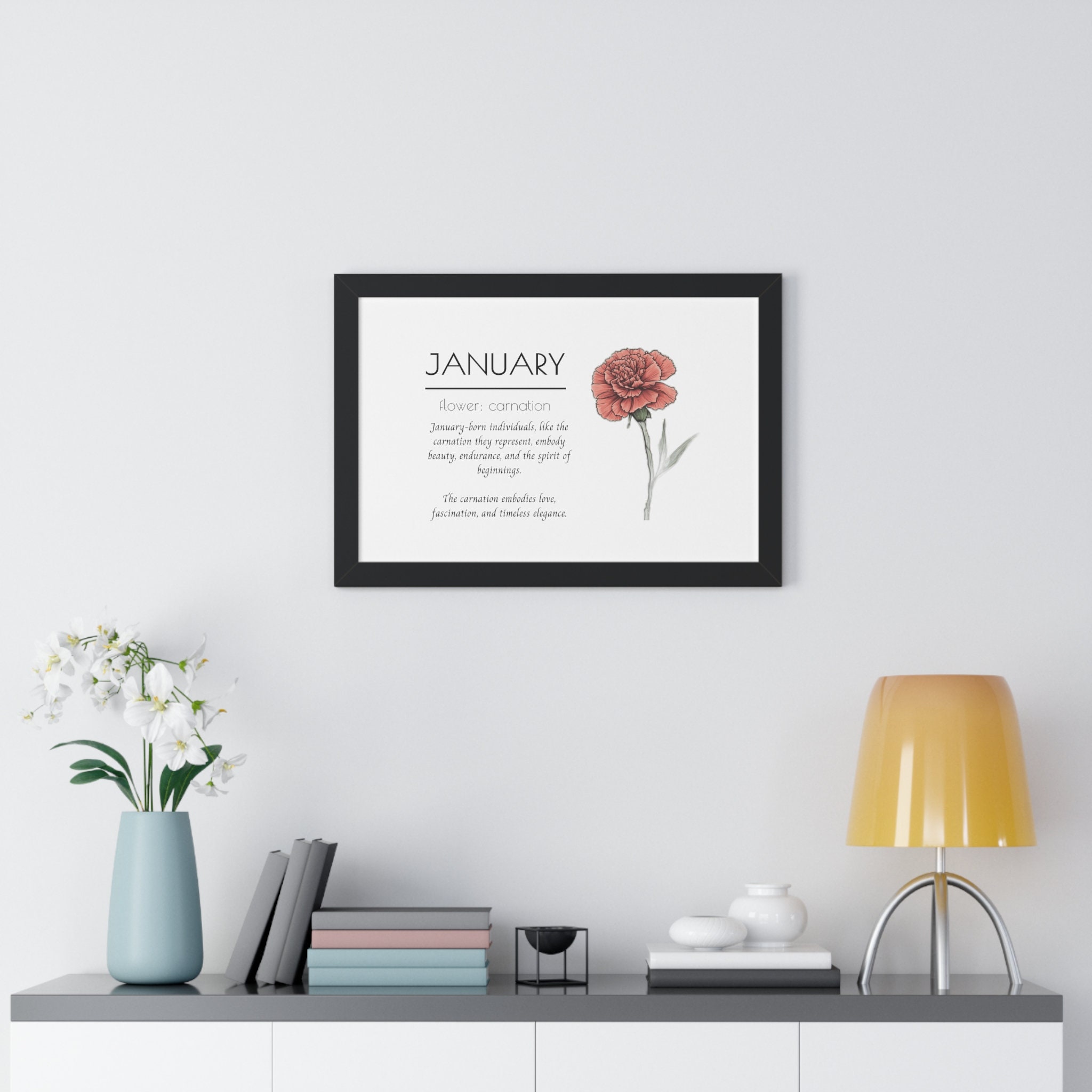 January Birthday Month Flower Framed Poster Celebrating Your - Etsy