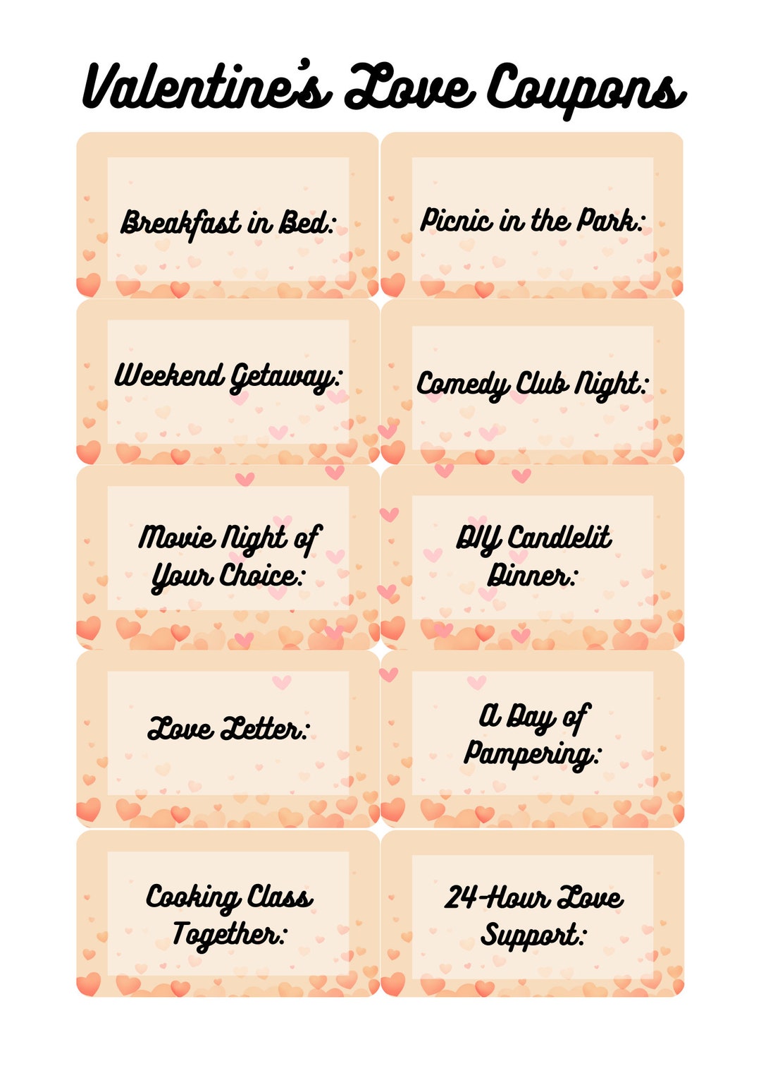 Printable Valentine’s Love Coupons - Etsy