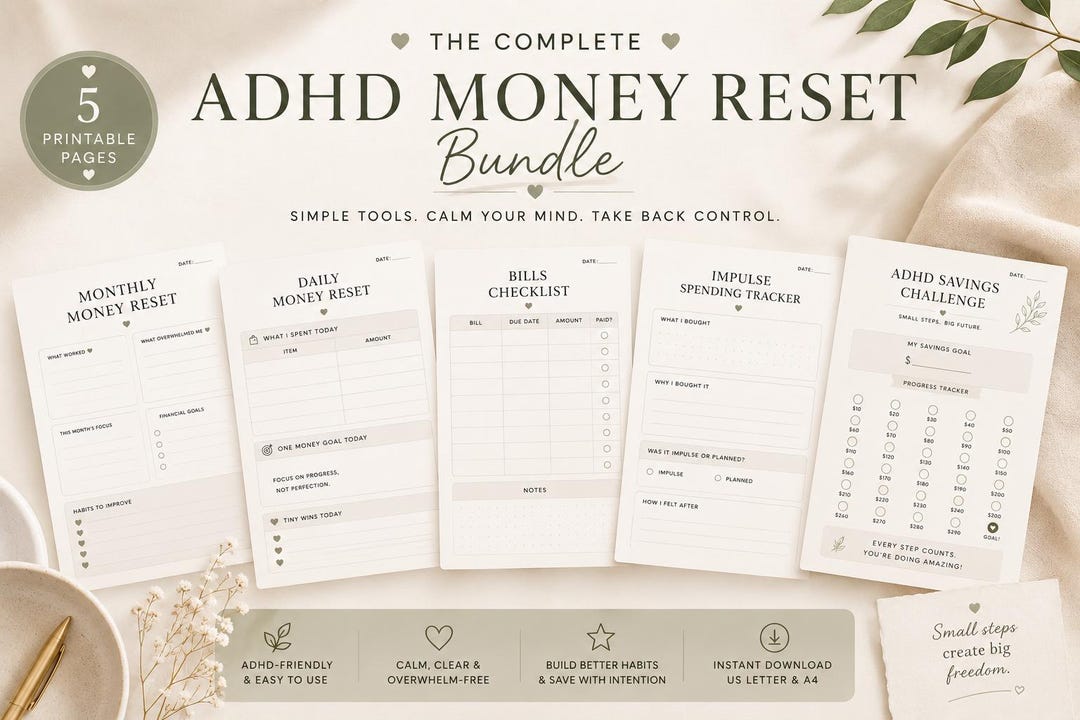 ADHD Budget Planner Bundle | Printable Financial Reset Planner ...