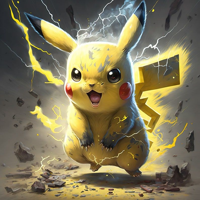 Pikachu Pokemon Digital Art Digital Pokemon Decor - Etsy