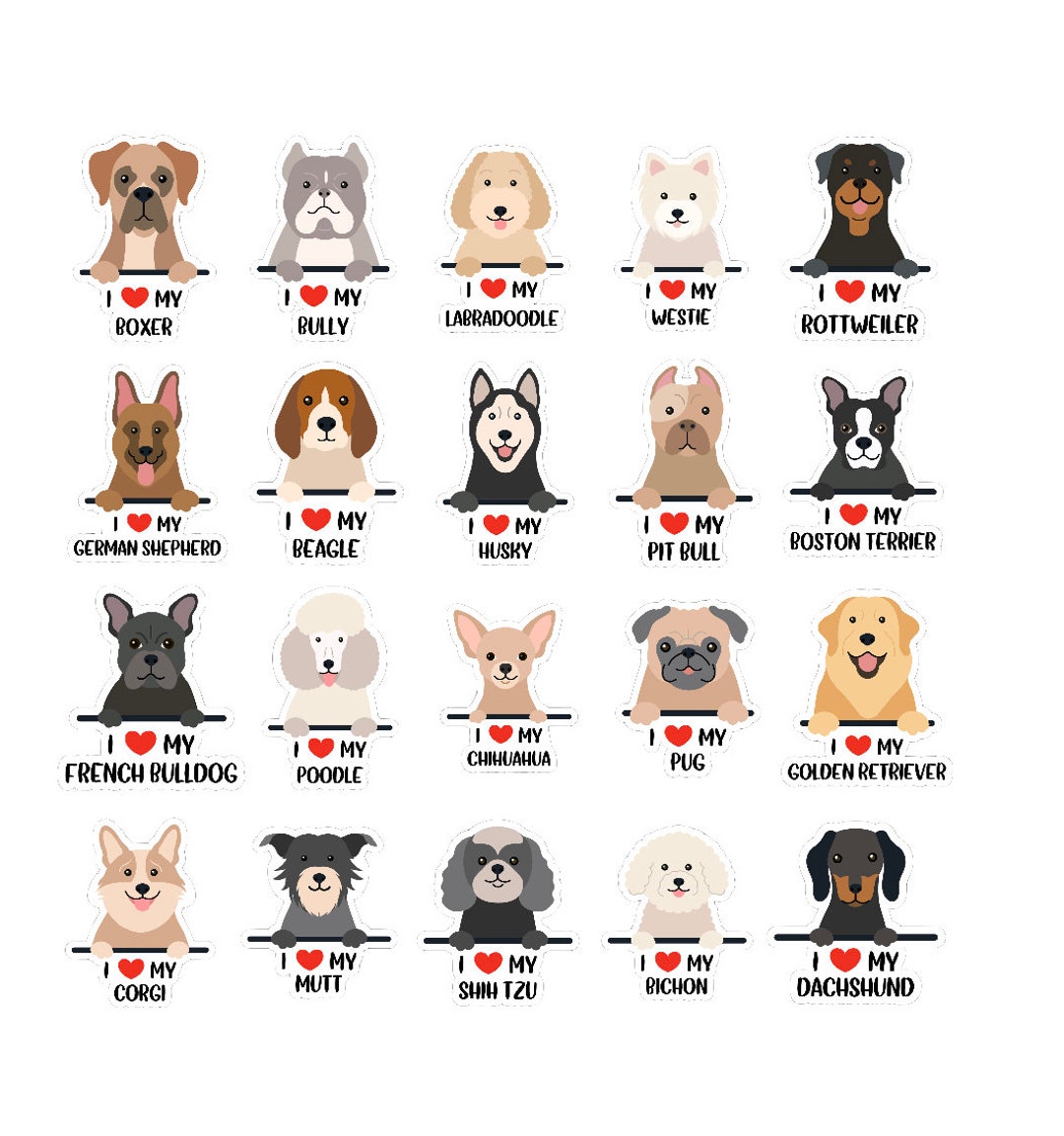 I Love My Dog Sticker, Laptop Sticker, Water Bottle Sticker, Funny ...