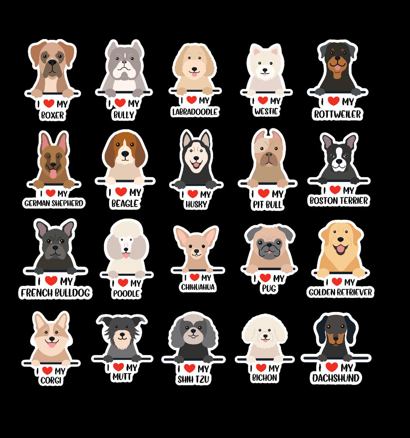 I Love My Dog Sticker, Laptop Sticker, Water Bottle Sticker, Funny ...