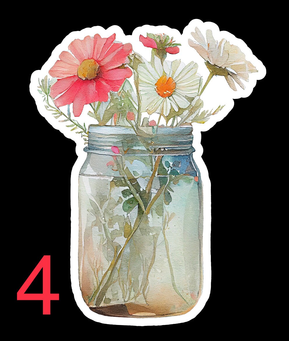 Jars With Flowers, Cute Stickers, Journaling - Etsy