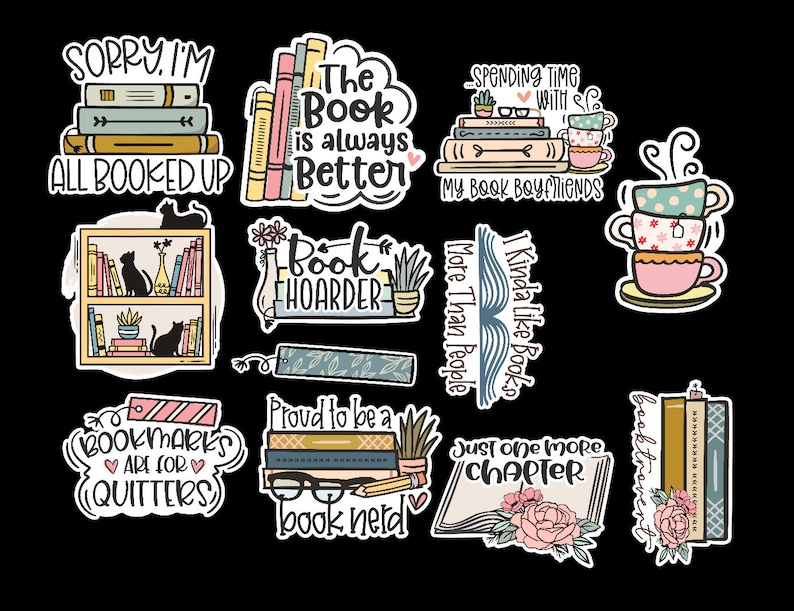 Book Lovers Sticker Bundle/stickers/journaling/book Lovers - Etsy