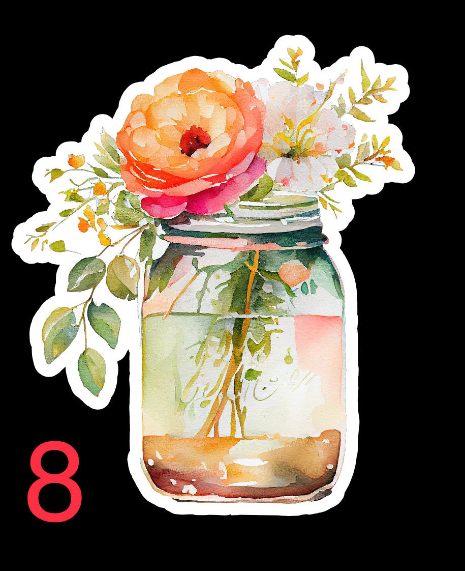 Jars With Flowers, Cute Stickers, Journaling - Etsy