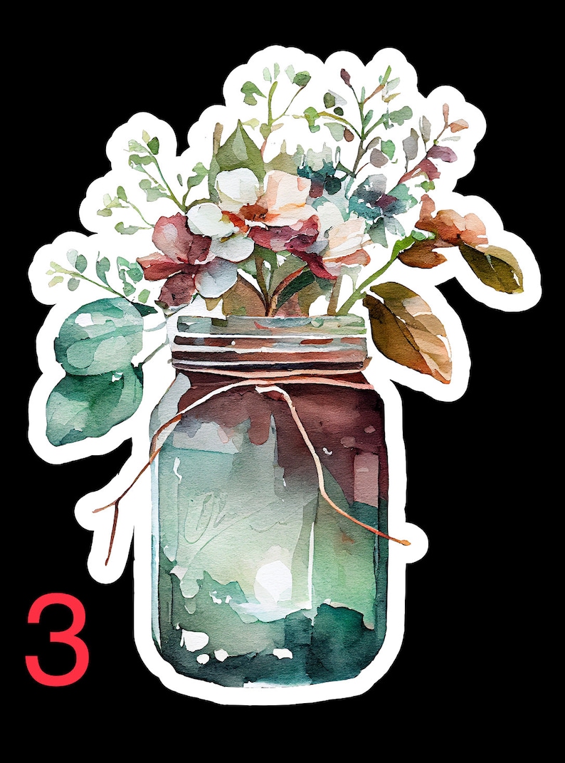 Jars With Flowers, Cute Stickers, Journaling - Etsy