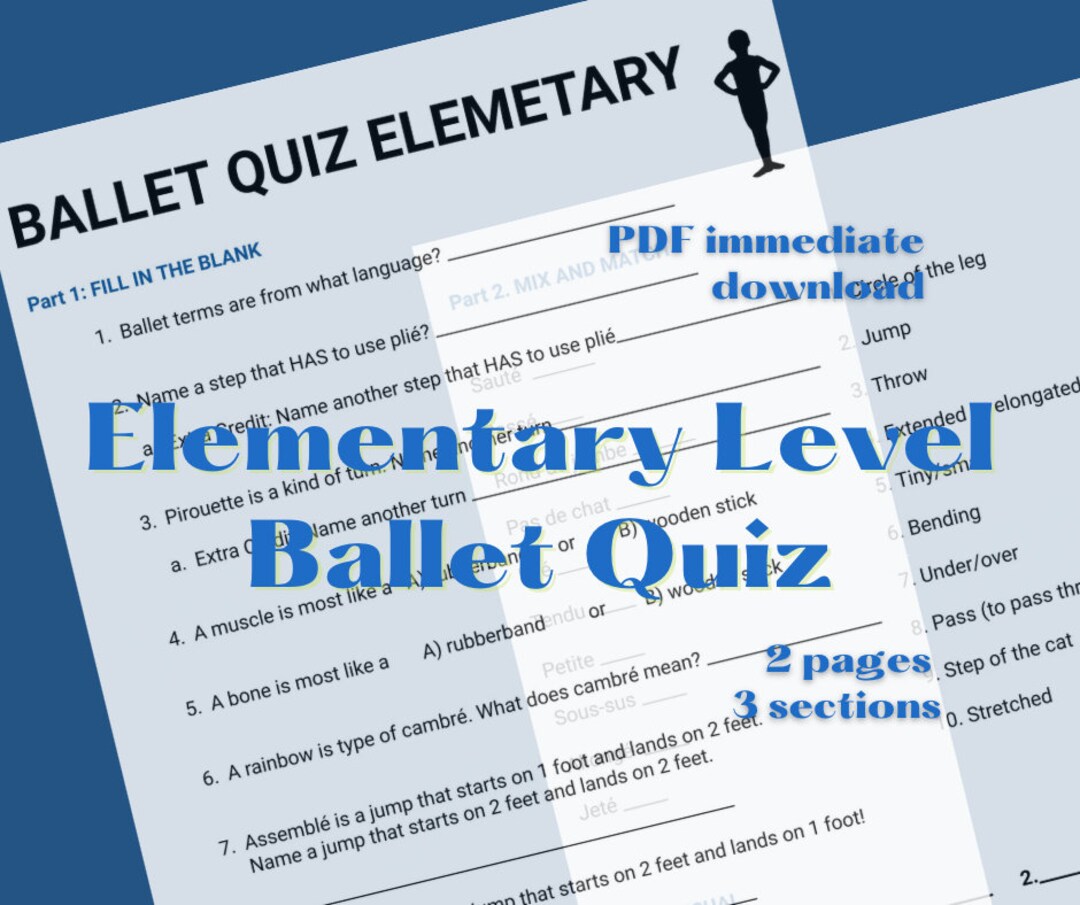 Ballet Elementary Level Quiz_2 Pages_answers Provided_pdf Immediate ...