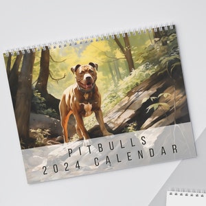 Pitbull Wall Calendar 2024 Gift for Pitbull Owner, 12 Beautiful ...