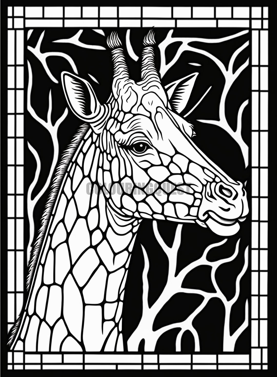 Giraffe - Printable Adult Coloring Page From Colouringquest (coloring ...