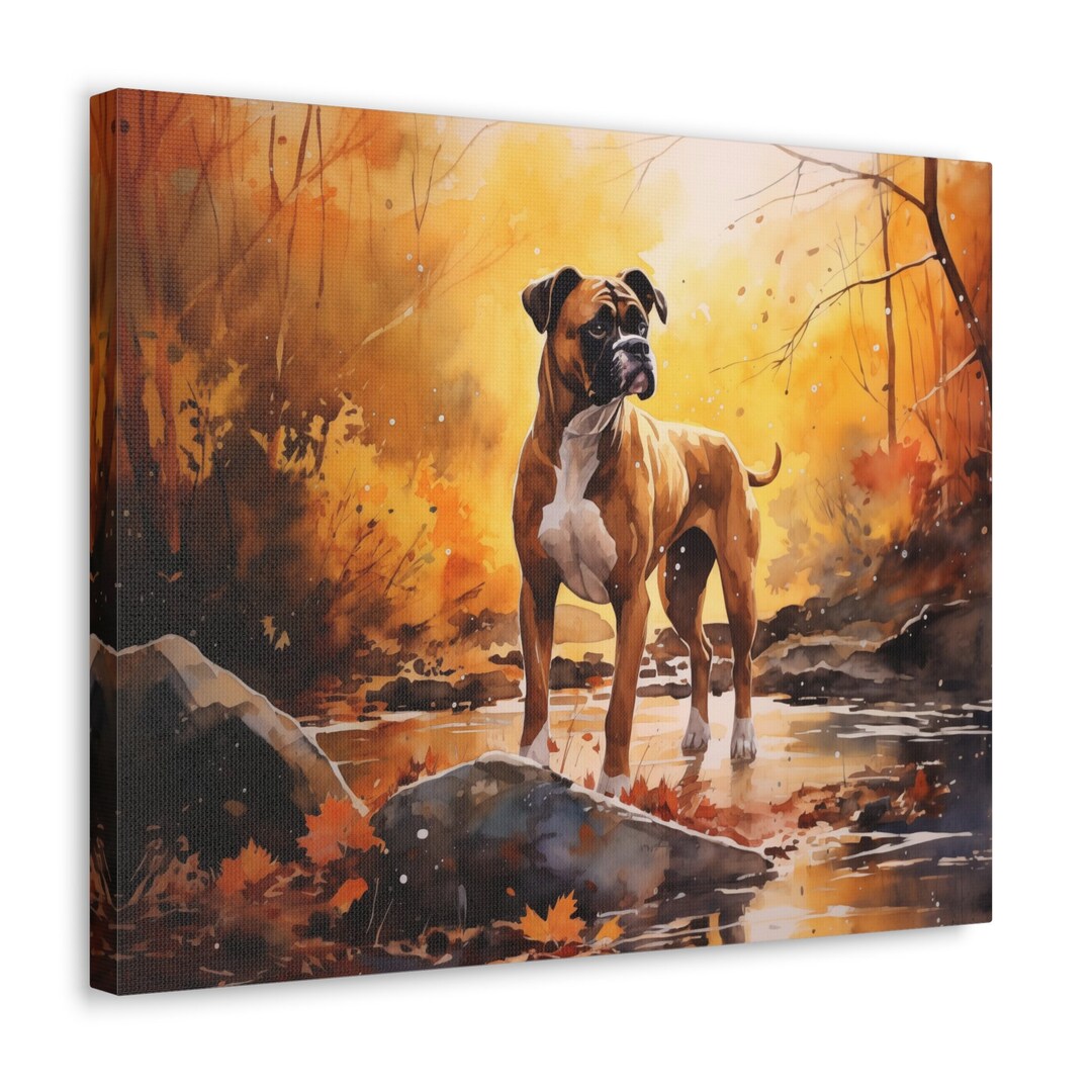 Boxer Wall Art - Watercolor Printed on Unframed 20 X 16 Inch Canvas ...