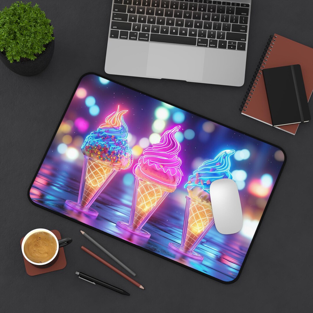Neon Ice-creams Computer Desk Mat With Hemmed Edges - 3mm Thick Non ...