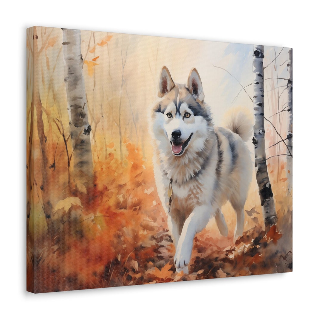 Siberian Husky Wall Art - Watercolor Printed on Unframed Canvas - Gift ...