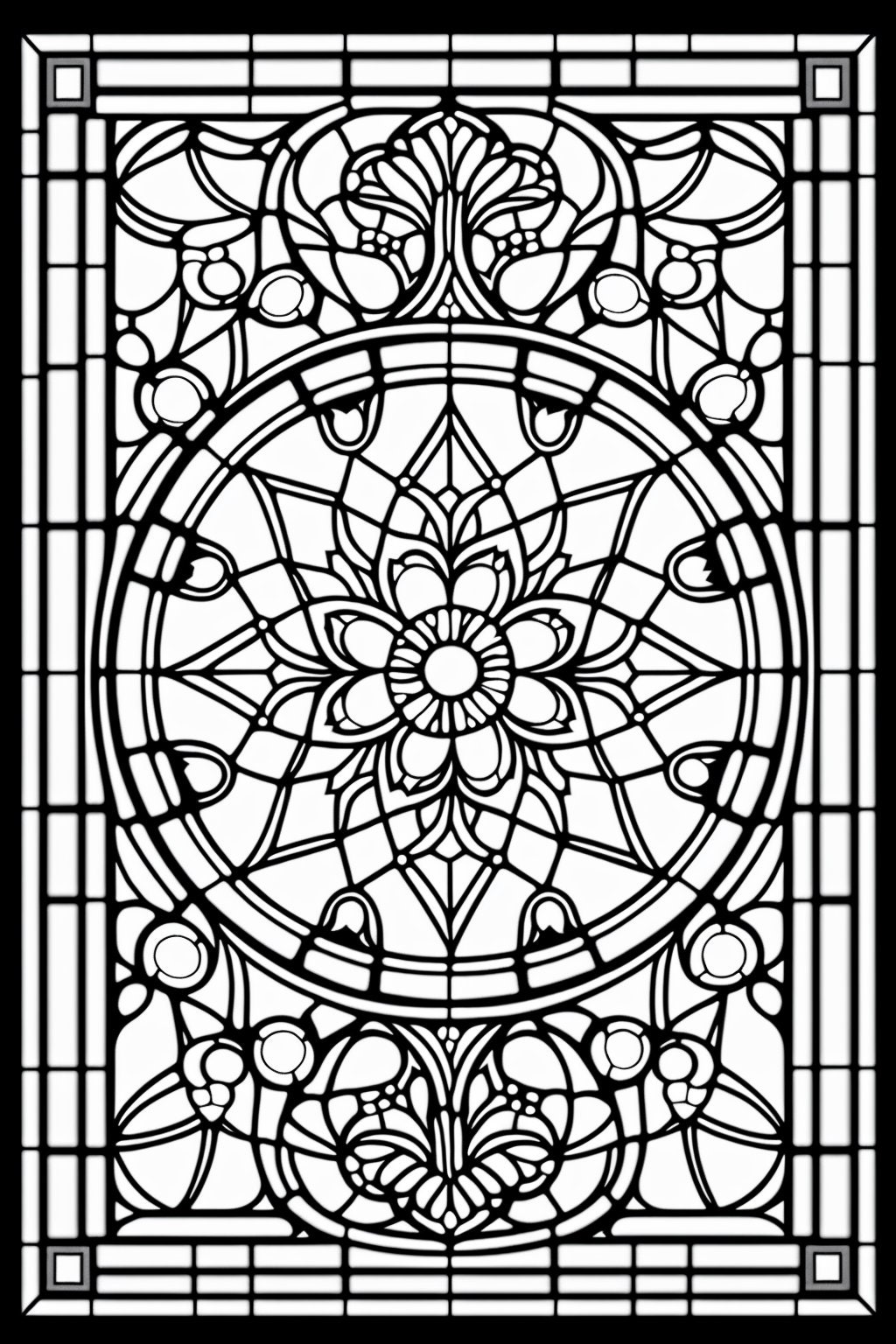 Stained Glass Window - Geometric - Printable Adult Coloring Page ...