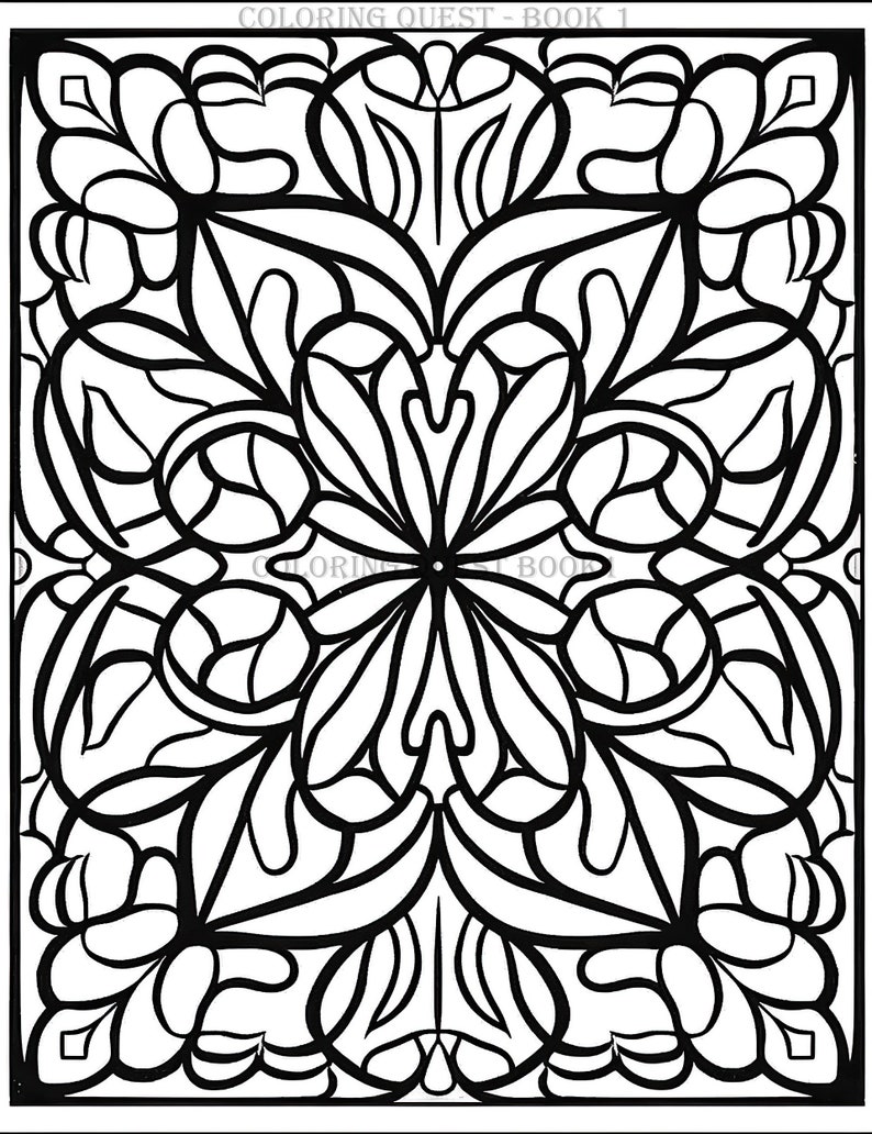 Symmetrical Pattern Coloring Page Coloring Quest Page 7 of - Etsy