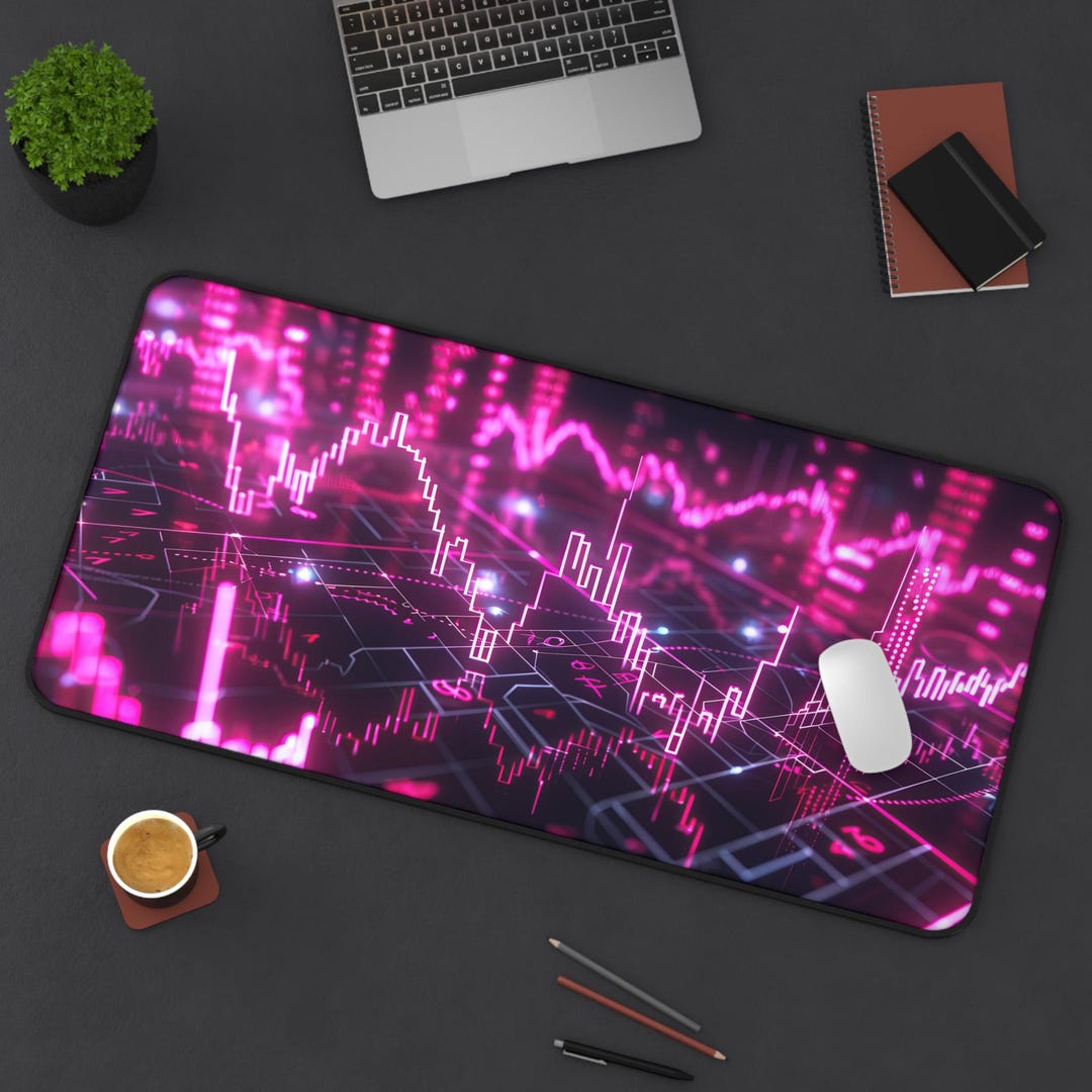 Neon Trader Charts Extra Large Desk Mat - Crafted From 3mm Neoprene ...