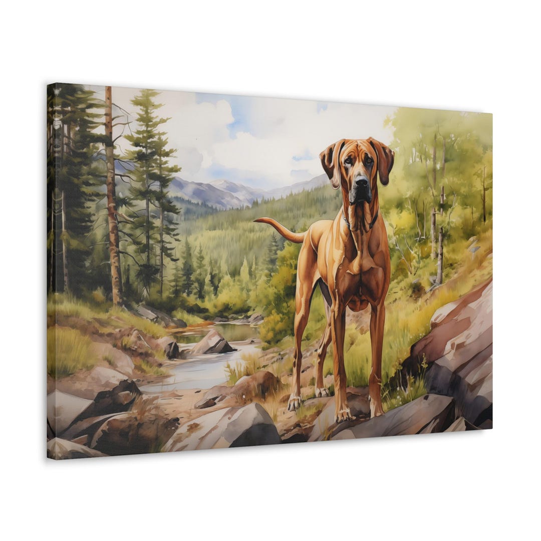 Rhodesian Ridgeback in the Cairngorms Watercolor Canvas Print ...