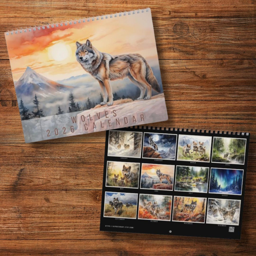 Watercolor Wolves Wall Calendar - 2026 Calendar Featuring 12 Watercolor ...