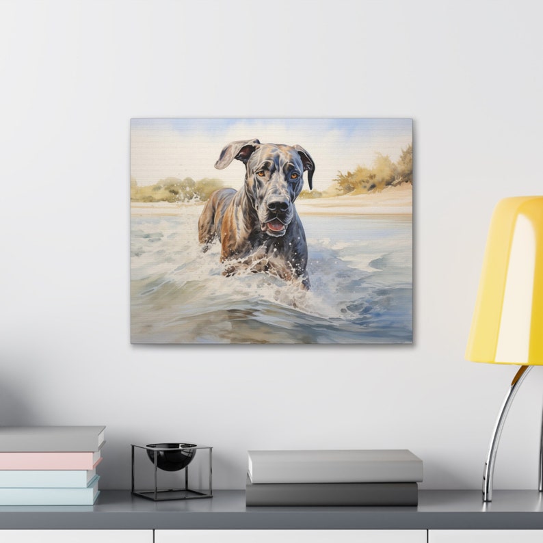 Great Dane Wall Art Watercolor Printed on Unframed Canvas Gift for ...