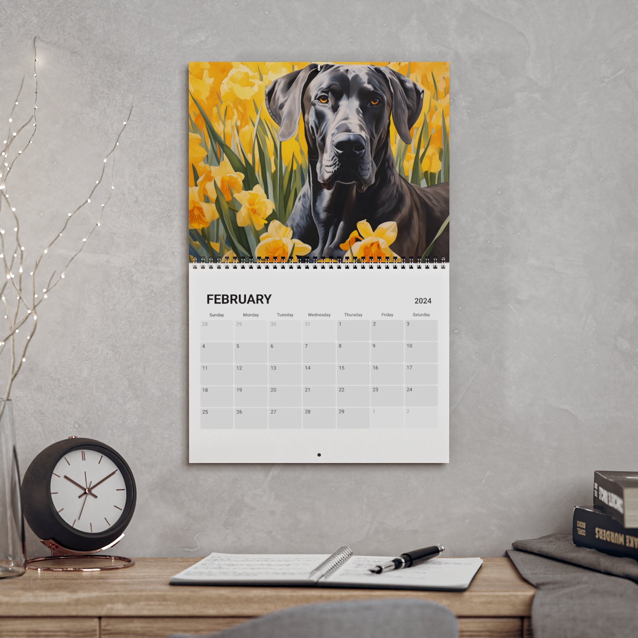 Great Dane Wall Calendar 2024 Gift for Great Dane Owner, 12 Beautiful ...