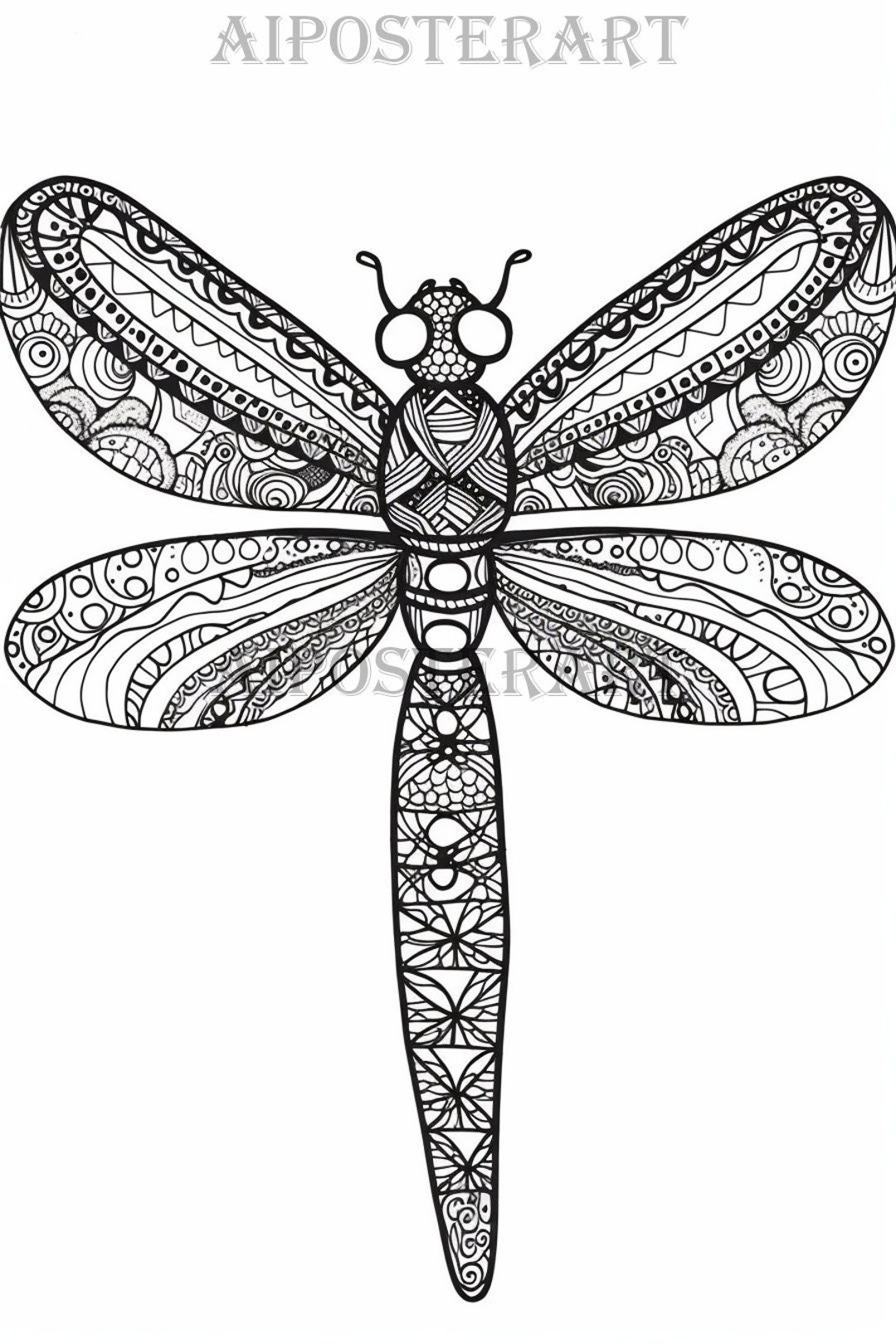 Dragonfly Coloring Page for Kids and Adults - Printable Coloring Sheet ...