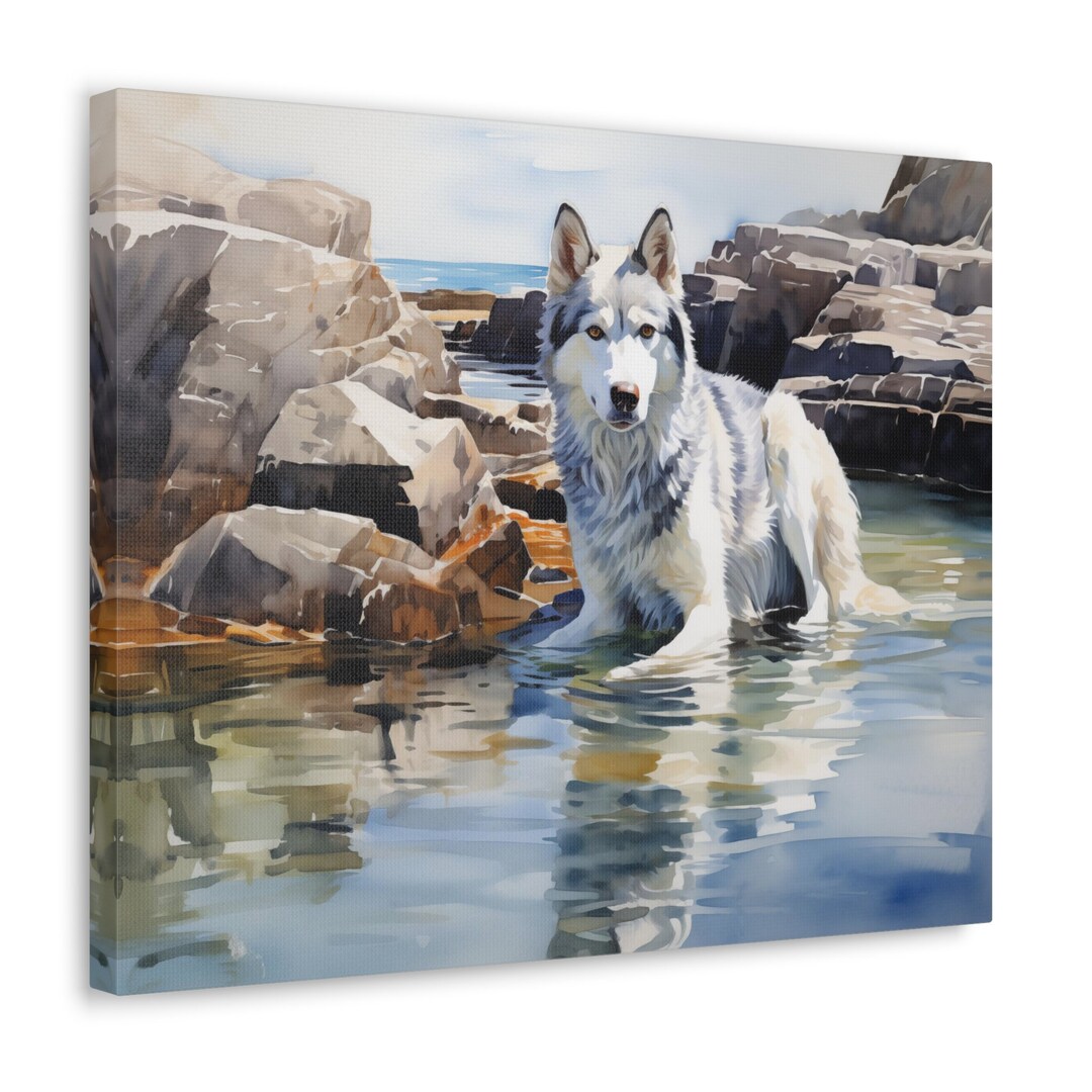 Siberian Husky Wall Art - Watercolor Printed on Unframed Canvas - Gift ...