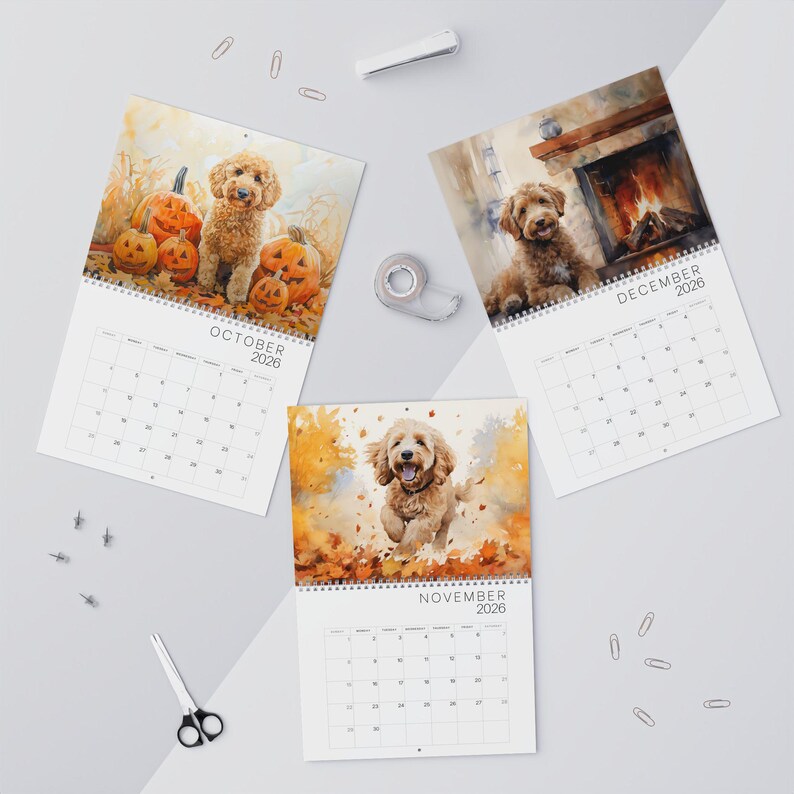Labradoodle Wall Calendar - 2026 Calendar With 12 Watercolors of ...