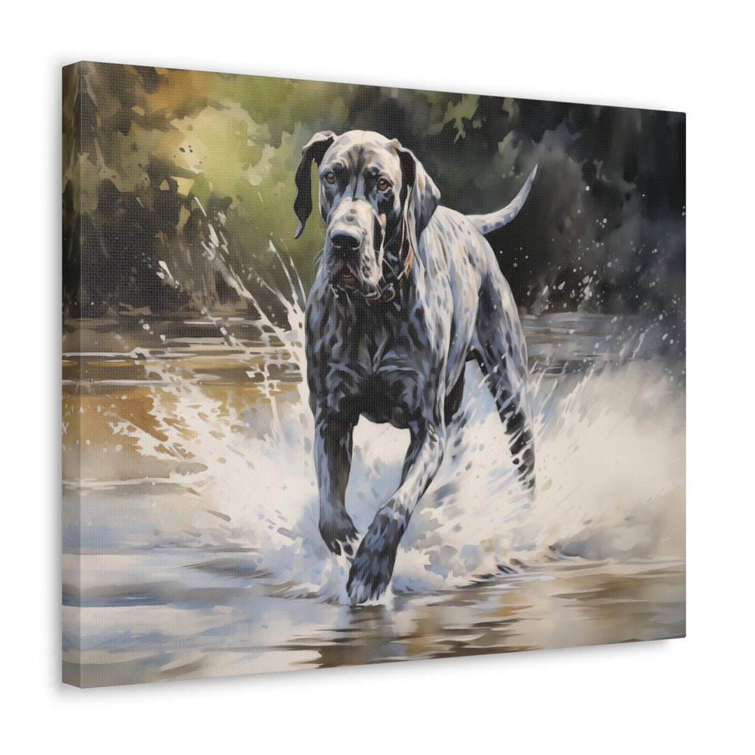 Great Dane Wall Art - Watercolor Printed on Unframed Canvas - Gift for ...