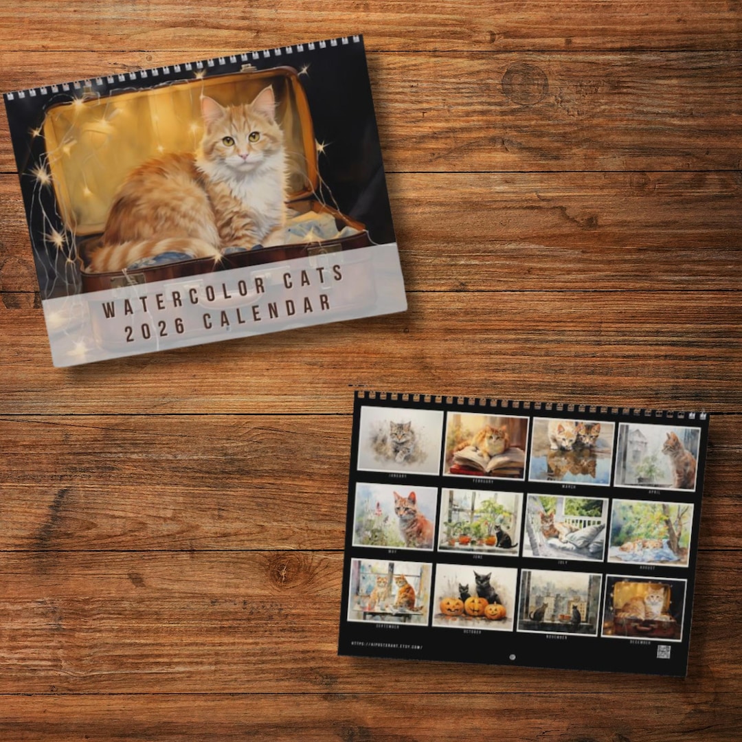 2026 Cat Wall Calendar - Hanging Wall Calendar Featuring 12 Watercolors ...