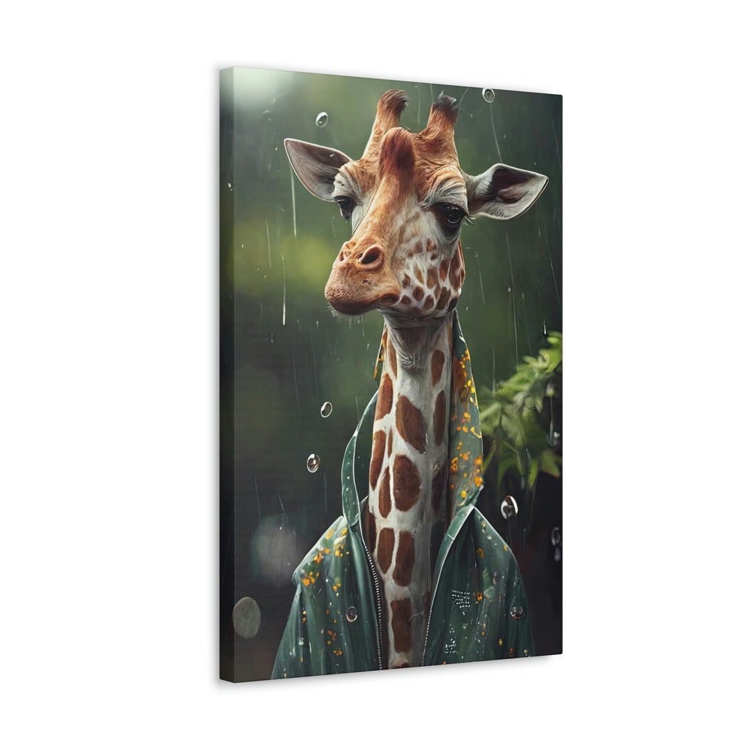 AI Giraffe in the Rain AI Generated Art Printed as a Canvas Wrap ...