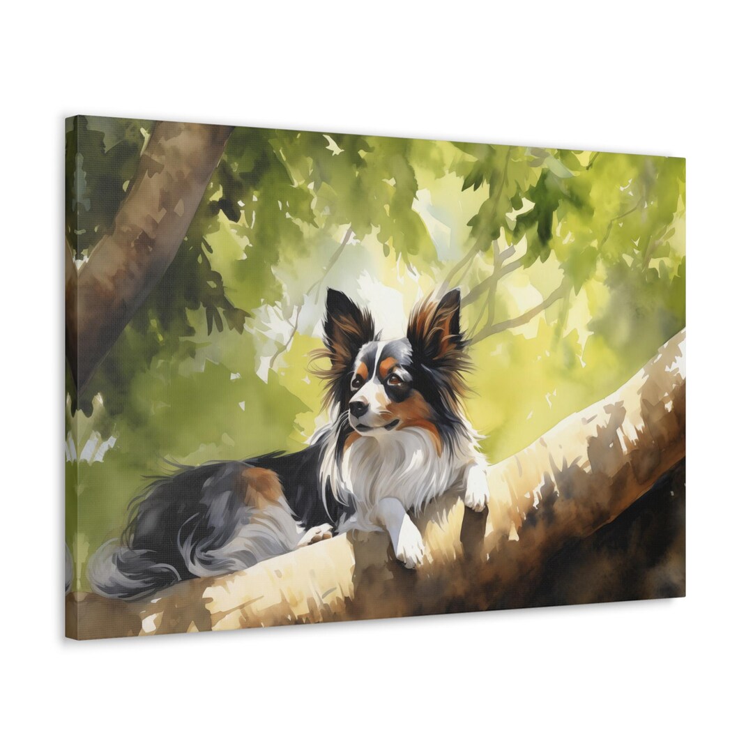 Papillon Watercolor Printed Canvas - Wall Art Gift for Papillon Owner ...