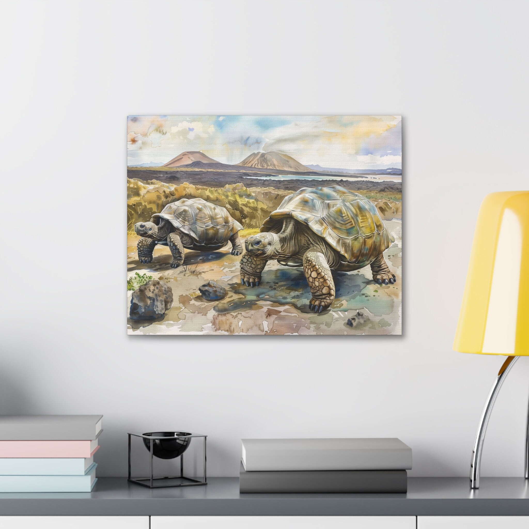 Giant Tortoises Watercolor Printed on Canvas Frameless Wall Art Gift ...