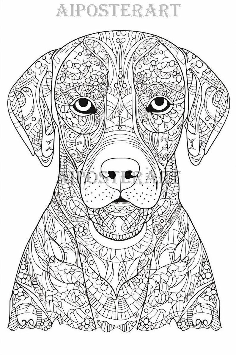 Labrador Dog Coloring Sheet for Adults - Printable Coloring Page of ...