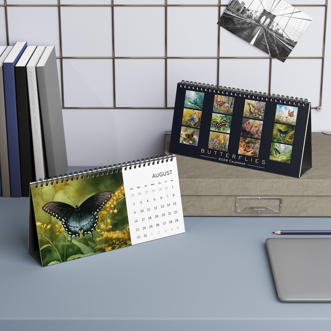 Butterfly Desk Calendar - 2026 Desk Calendar Featuring 12 Watercolor ...