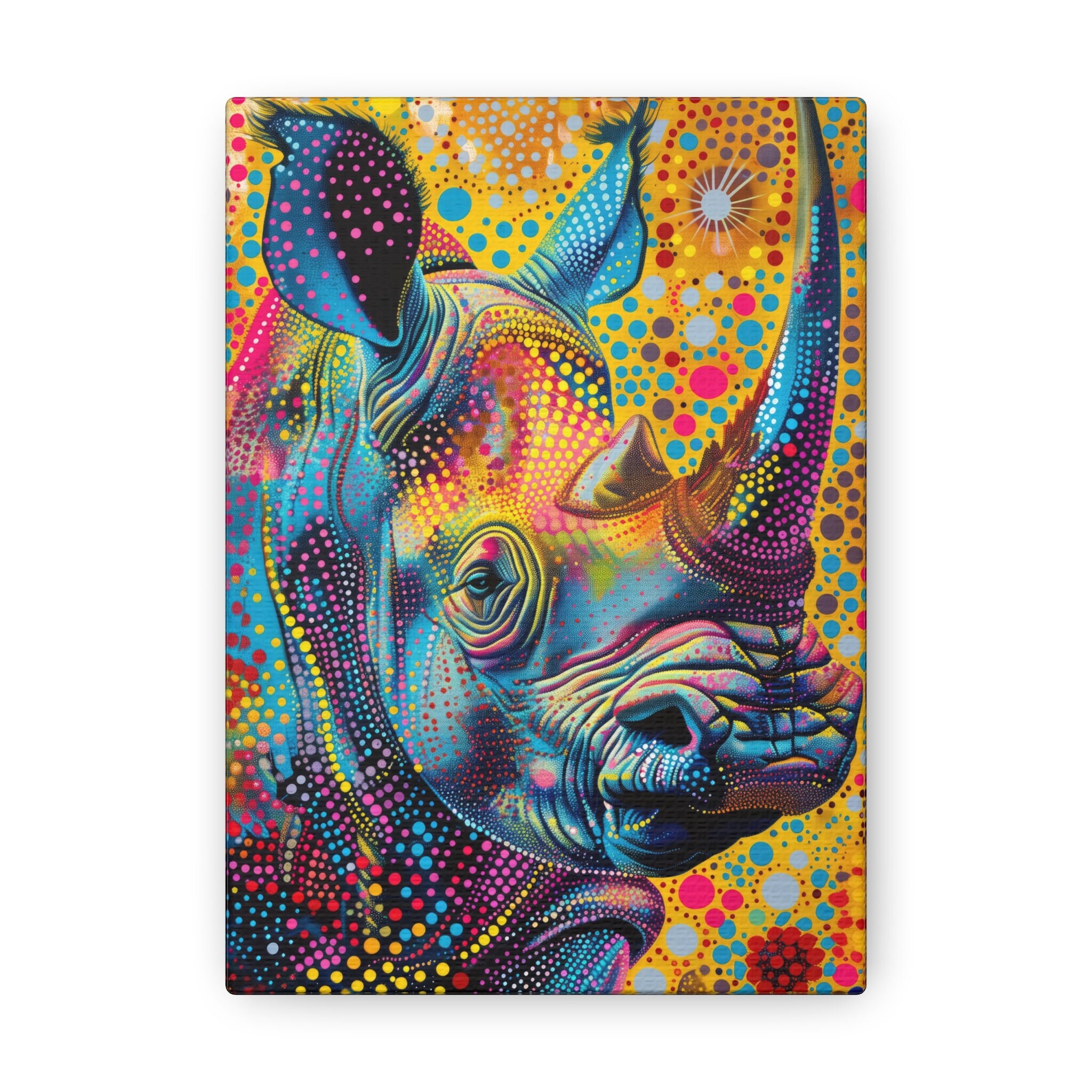Rhino Wall Art on Printed Canvas - Frameless Wall Art Gift for Nature ...
