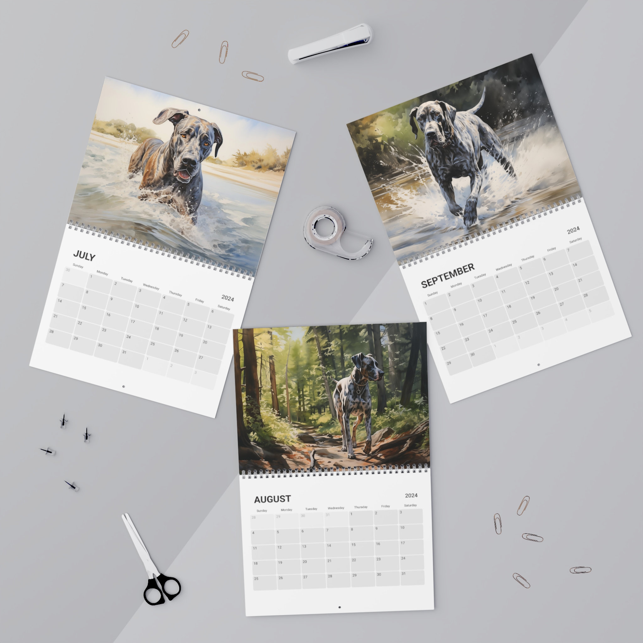 Great Dane Wall Calendar 2024 Gift for Great Dane Owner, 12 Beautiful ...