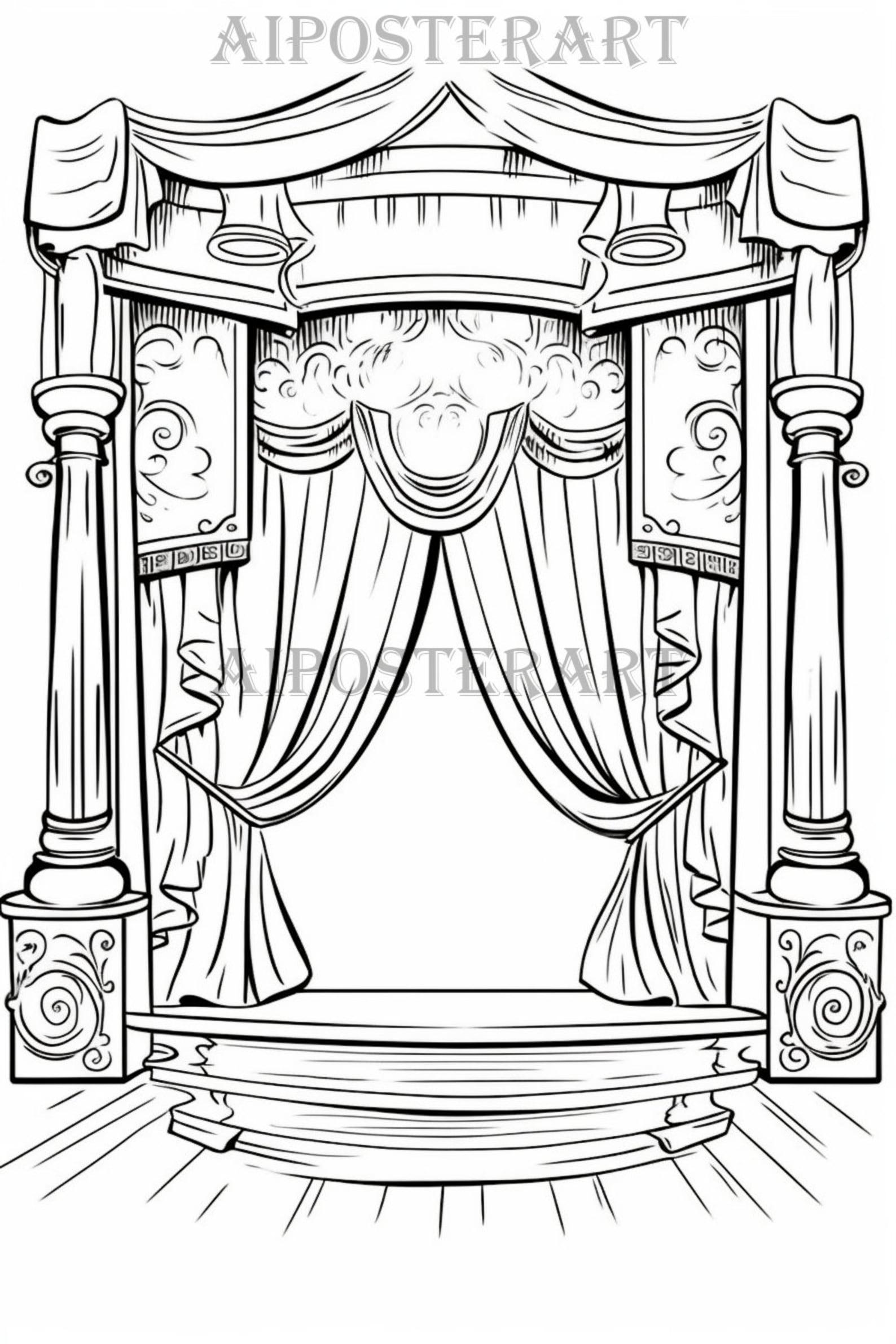 Theatre Stage Coloring Page for Adults - Printable Coloring Sheet ...
