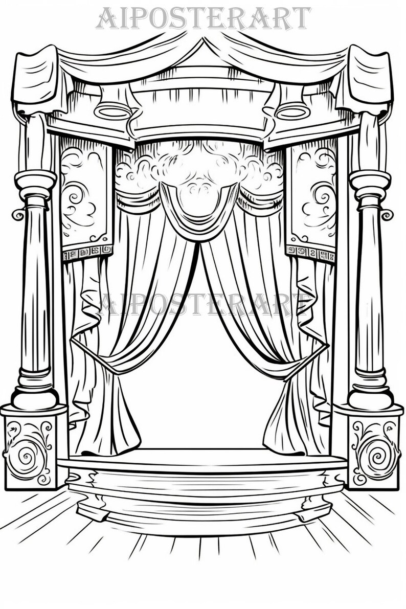 Page de coloriage de scène de théâtre pour adultes Feuille de coloriage ...